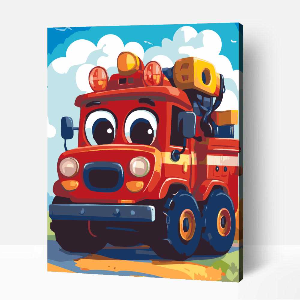 Tűzoltó autó számfestő számozott kifestő